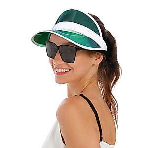 Yuanhe Clear Sun Visor Plastic Casino Dealer Poker Visors Beach Sunhat for Women UV Protection 5PCS Green