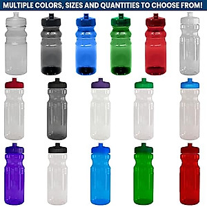 CSBD 20 oz. Bulk Water Bottles, 10 Pack, Made in USA, Blank Plastic Reusable Water Bottles for Gym, Cycling, BPA Free, Plastic Water Bottles Pull Top Cap for Sports, Translucent Smoke