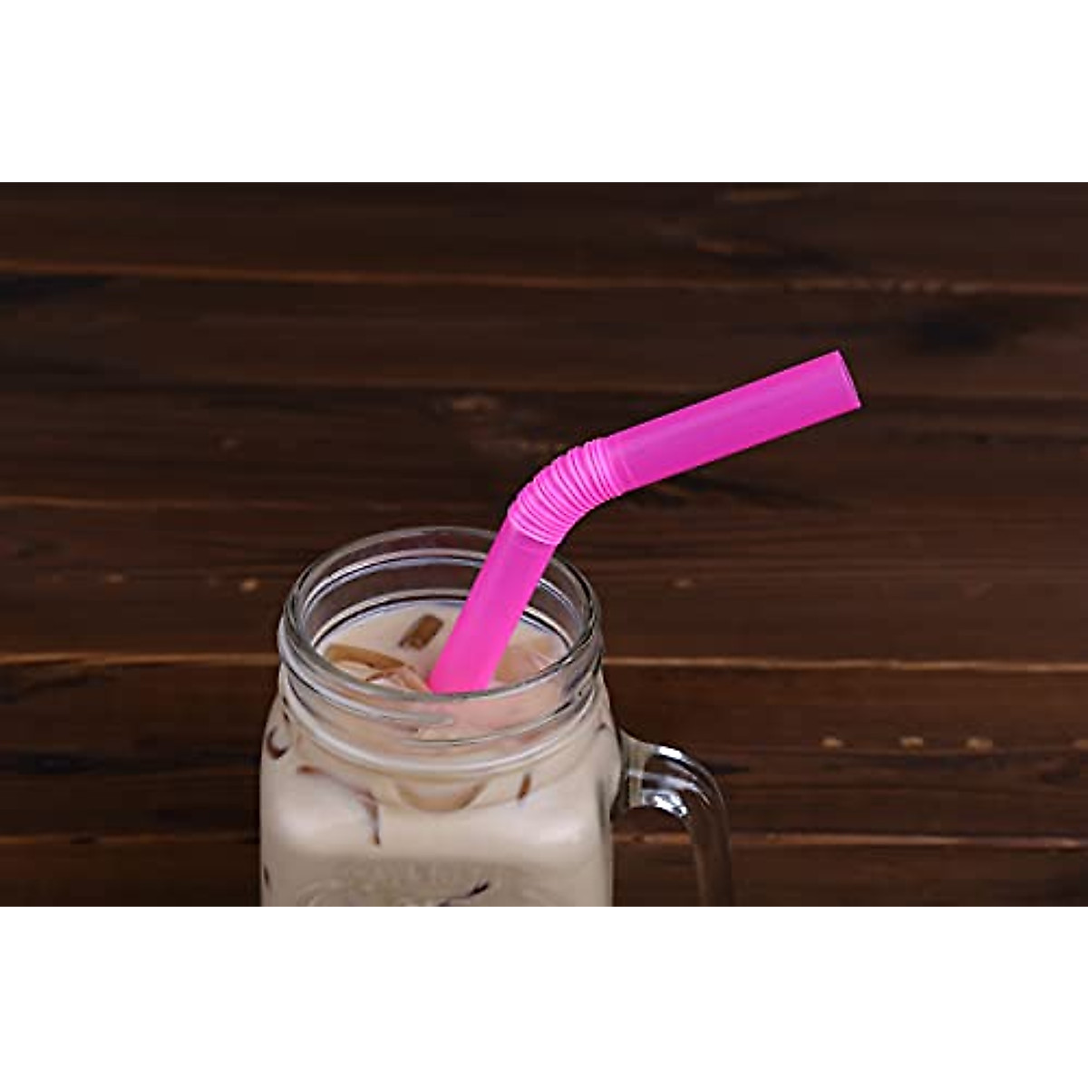 Jumbo Flexible Smoothie Plastic Straws, 100 Pcs Assorted Colors Large Bendable Disposable Milkshake Straws, Wide Bendy Boba Drinking Straws (0.47" Diameter and 8.26" long)