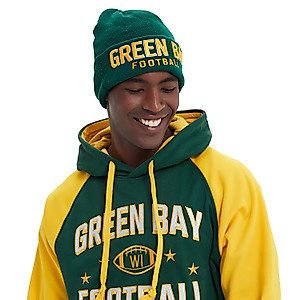 CLORPEAK Green Bay Embroidery Classic Cuff Beanie Hat Cuffed Winter Hat Knit Toque Skull Cap - Green OneSize
