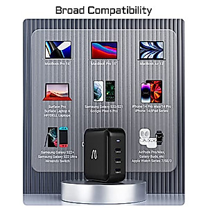 140W USB C Charger, PD3.1 GaN 3Port Type C Wall Charger Fast Charging Station Adapter, PD 100W PPS Charger Block for MacBook Pro 16"/Air, iPhone 14 Pro Max, Galaxy S22/S21,Tablet,Laptop-Black