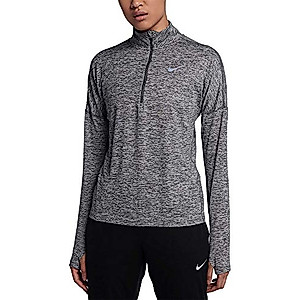 NIKE Women's Dry Element 1 / 2 Zip Running Top, Carbon Heather, Medium