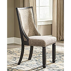 Signature Design by Ashley Tyler Creek Urban Farmhouse Upholstered Dining Chair, 2 Count, Almost Black