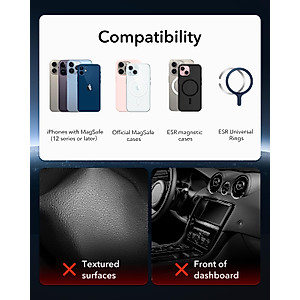 ESR for MagSafe Car Mount, Foldable Dashboard/Tesla Magnetic Car Mount,Tesla Touchscreen Car Phone Holder Mount, Magnetic Phone Holder for Car, for iPhone 15/14/13/12, Charging Not Supported, Grey