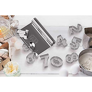 Bakerpan Stainless Steel Cookie Cutter Number Shapes Set 3 1/2 Inch with Bonus Dough Cutter