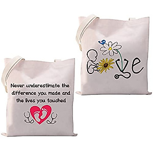 VAMSII Midwife Gifts Labor and Delivery Nurse Tote Bag Never Underestimate the Difference You Made Shopping Bag (Midwife Tote Bag)