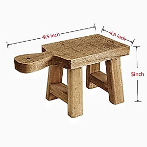 Farmhouse Wood Stool Pedestal Stand - Versatile Decorative Riser for Home and Kitchen, Perfect for Displaying Decorations or as a Candle Stand. Rough Wood Surface with Charm in Natural Brown