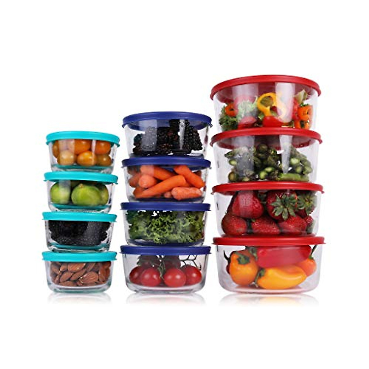 BOVADO USA 2 Cup Glass Round Dish for Storage, Mixing, Serving - Dishwasher, Freezer & Oven Safe Glass, Easy-Clean, Clear with Lid, Pack of 6 Containers