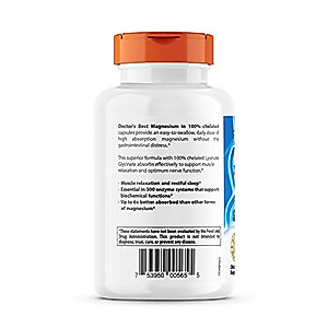 Doctor's Best High Absorption Magnesium Lysinate Glycinate, Easy to Swallow, 120 Ct