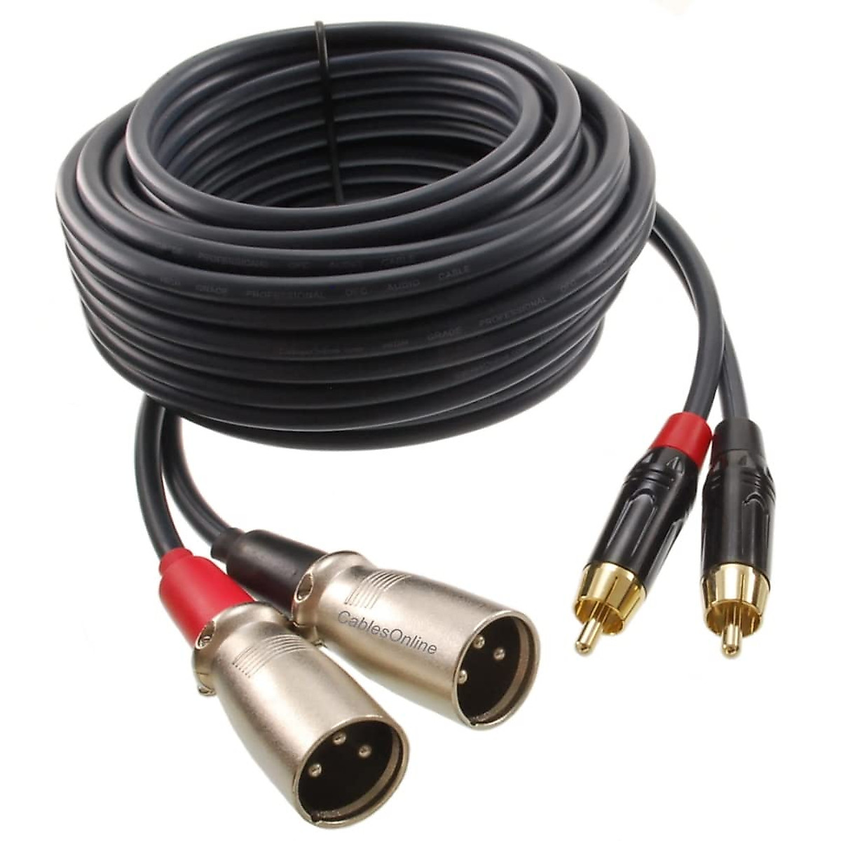 CablesOnline 25ft Dual XLR 3C Male to 2-RCA Male Pro-Audio Grade Stereo Audio Cable, XR-A225B