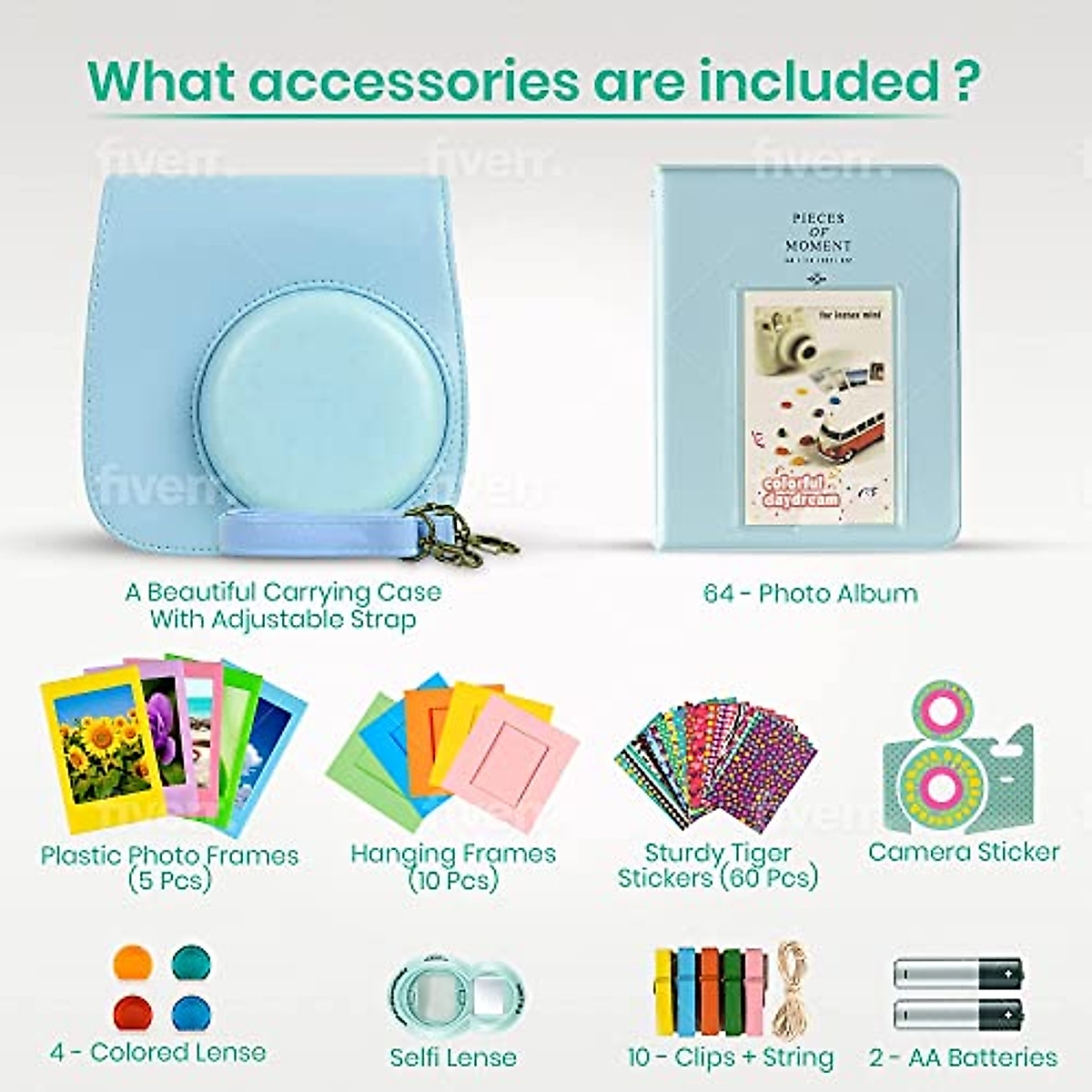 FujiFilm Instax Mini 9 Instant Camera + Fujifilm Instax Mini Film (60 Sheets) Bundle with Deals Number One Accessories Including Carrying Case, Selfie Lens, Photo Album (Lime Green)