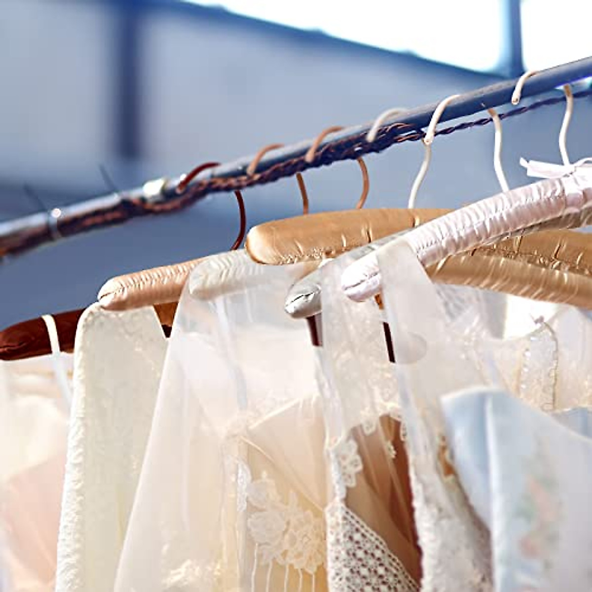 36 Pcs Satin Padded Hanger Non Slip Padded Hangers Heavy Duty Foam Hangers No Shoulder Bump Fabric Hanger for Wedding Women Girls Closet Dress Blouse Sweaters Suits (Multicolored)