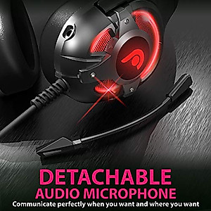 Fosmon Gaming Headset with Detachable Microphone, (50mm NdFeb Magnetic Driver) Strong Bass Over Ear Headphone with Ergonomic Headband Compatible with Xbox PS5 Nintendo Switch PC Laptop Desktop Mac