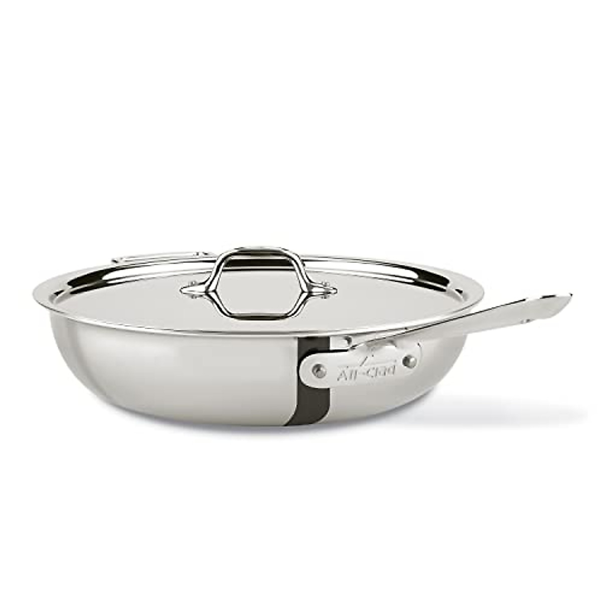 All-Clad D3 3-Ply Stainless Steel Large Weeknight Frying Pan 4 Quart Induction Oven Broil Safe 600F Pots and Pans, Cookware,Silver