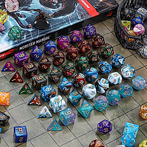 CiaraQ Polyhedral Dice Set with Black Pouches, Compatible with Dungeons and Dragons DND RPG MTG Table Games