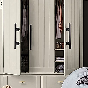 Peohud 2 Pack Sliding Barn Door Handle, Carbon Steel Pull and Flush Hardware Set, 12 Inch Heavy Duty Rustic Two-Side Design Door Hardware Set for Barn, Bedroom, Gate, Cabinet