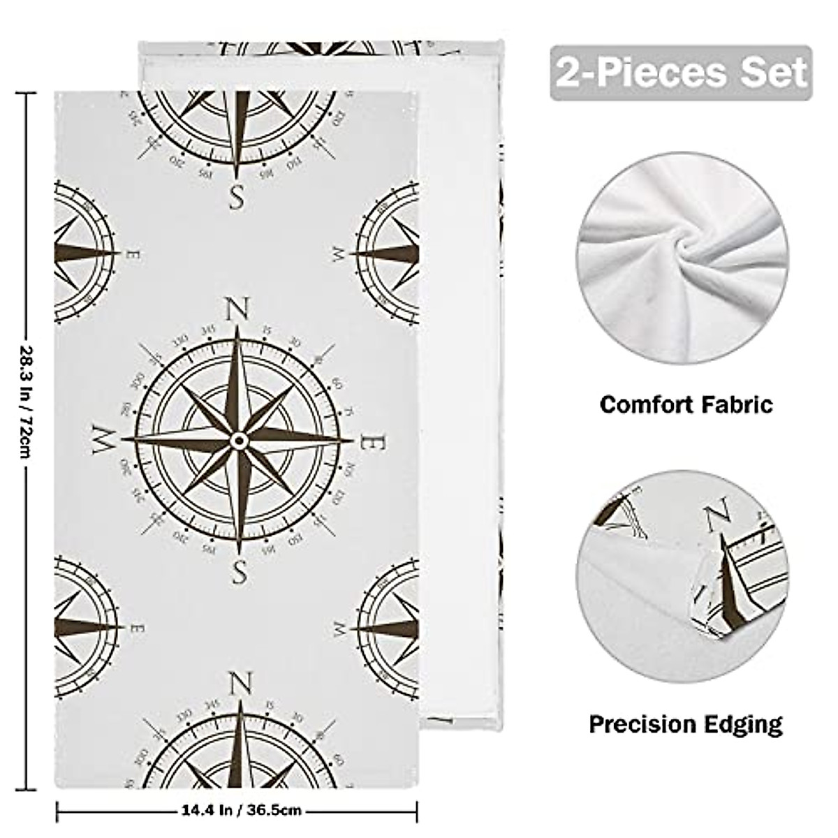 Absorbent Hand Towels for Bathroom - Compass Fingertip Towel Guest Towel for Hotel , Gym, Spa