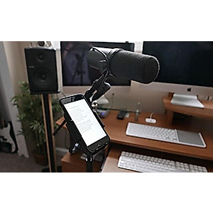 AccessoryBasics Music Boom Mic Microphone Stand Smartphone Mount w/360° Swivel Adjust Holder for all smartphones up to 3.75 inches wide (Zoom Video Compatible)