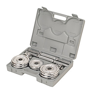 Sunny Health & Fitness 33lb Chrome Dumbbell Set w/ Carry Case - NO. 014