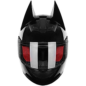 WANGFENG Women Cat Helmet with Ears Black Full Face Men Motorcycle Street Helmet with Bluetooth Headset Kids Flip Up Visors Helmets for ATV Crash Scooter DOT Certified (54-62cm)