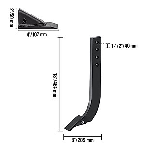 VEVOR Box Blade Shank, 18'' Scarifier Shank, 4 Holes Box Scraper Shank, Ripper Shank with Removable Tapered Teeth and Pins, Adjustable Shanks Assembly for Replacement, Digging, Plowing, 6PCS