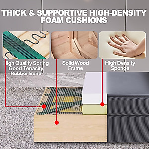 Fajiani 88.6" Modular Sectional Sofa with Storage, Corduroy L Shaped Sectional Sofa Couch, Convertible 4 Seat Sectional Couch with Ottoman for Living Room/Office, Easy Assembly, Dark Gray