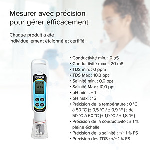 Oakton AO-35634-35 PCTSTestr 50 Waterproof Pocket pH/Cond/TDS/Salinity Tester, Premium 50 Series, Black