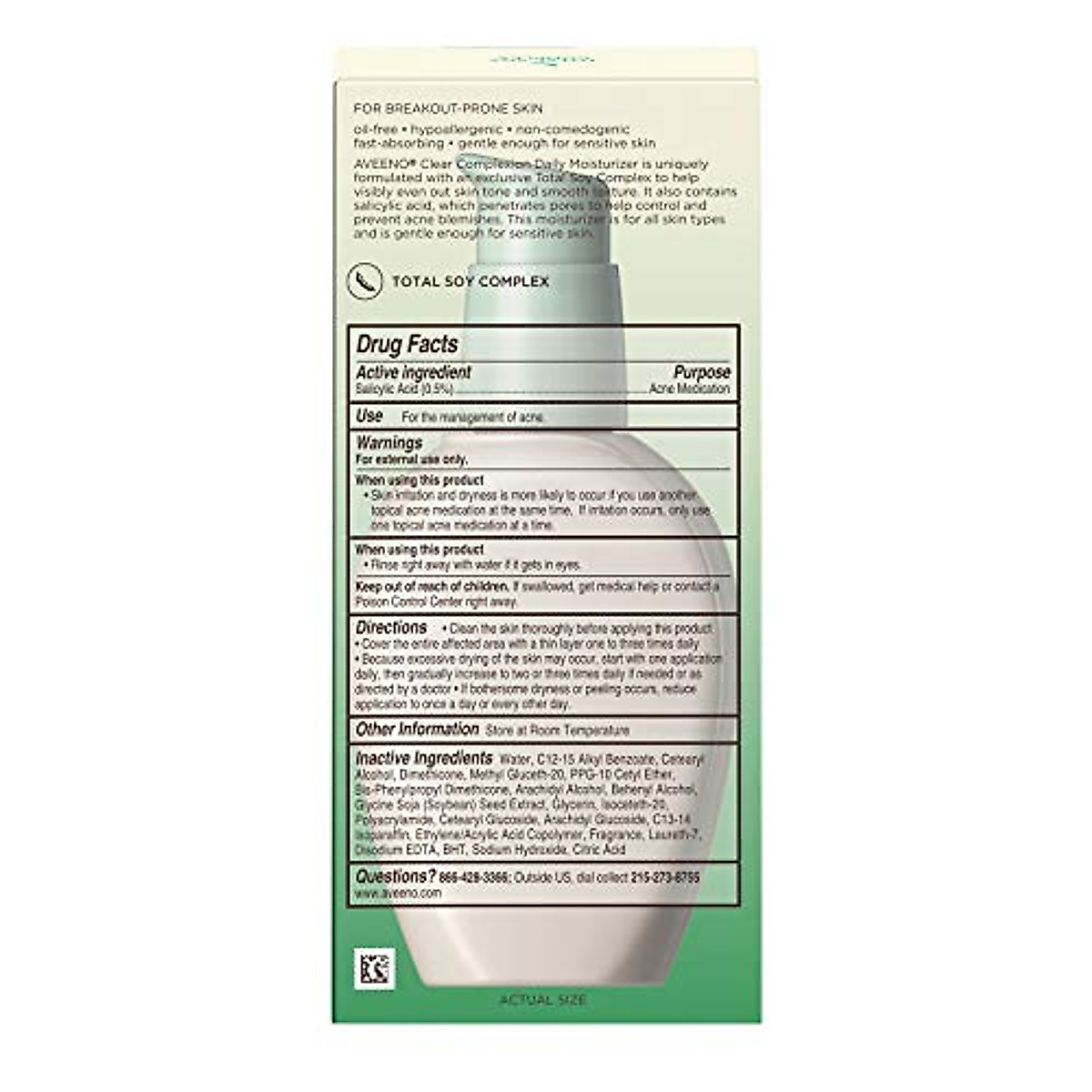 Aveeno, Facial Moisturizers Clear Complexion Daily Moisturizer Pump,4 fl oz