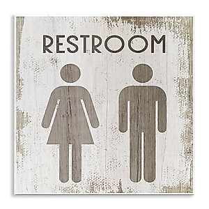 Stupell Industries Vintage Restroom Wood Texture, Design by Artist Daphne Polselli Art, 12 x 0.5 x 12, Wall Plaque