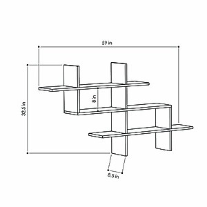Ada Home Decor Warren Modern Oak Wall Shelf 32.5'' H x 59'' W x 8.5'' D/Wall Storage/Shelving Unit