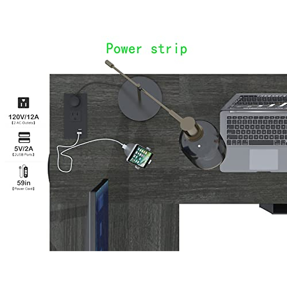DLIUZ L Shaped Desk with Drawers，Computer Desk is Reversible Corner Large Gaming pc Table with USB Charging Port and Power Outlet,Long Writing Study Table with Shelve