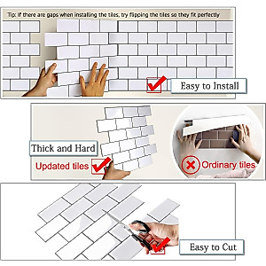 Yoillione Peel and Stick Backsplash for Kitchen: Self Adhesive Wall Tiles for Bathroom - Vinyl White Thick Back Splash Tile