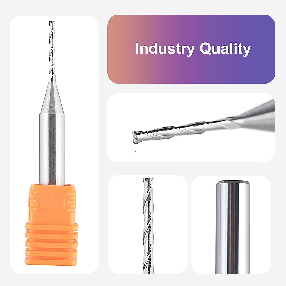 SpeTool 1/16 inch Cuting Diameter Spiral UP Cut Router Bit with 1/4 inch Shank 2 Flute Plunge CNC End Mill