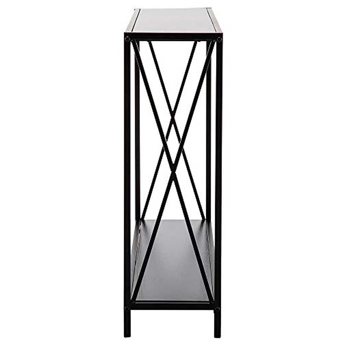 Volowoo Industrial Console Table, 3-Tier Entryway Table, Hallway Table, Narrow Sofa Table with Shelves, Entrance Table for Entryway, Living Room, Foyer, Hallway, Office, (Black)