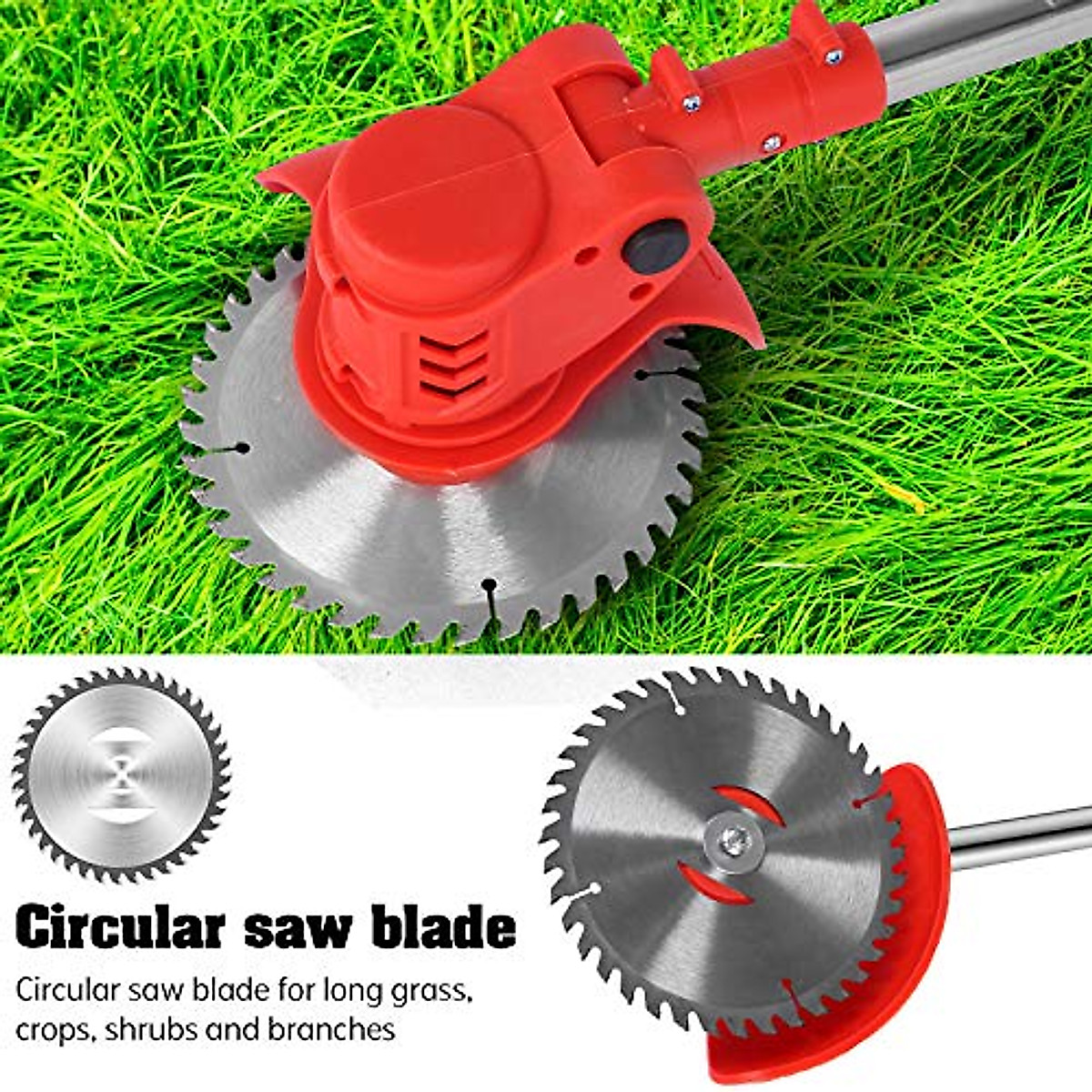 Weed Wacker Cordless String Trimmer - 24V Power Weed Eater Grass Trimmer with 3 Function Blades, Height Adjustable Lawn Edger Brush Cutter for Home Garden, Lawn, Yard (A 1 Battery red)