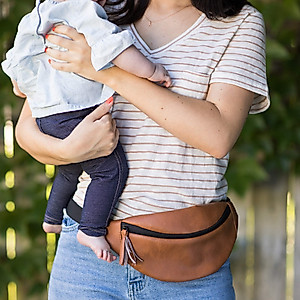 J.L. Childress Universal Stroller Organizer with Detachable Hip Fanny Pack - Stroller Accessory with Belt Waist Bag - Stroller Cup Holder and Cell Phone Pocket - Black/Camel
