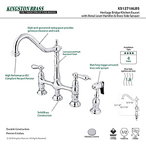 Kingston Brass KS1271ALBS Heritage Bridge Kitchen Faucet, 8-9/16", Polished Chrome
