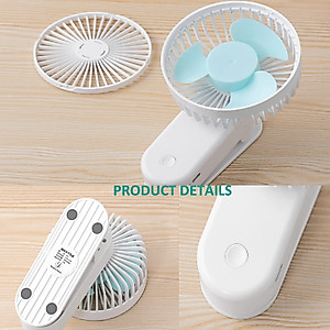 Mini Portable Stroller Fan Battery Operated, Handheld Personal Fan with 3 Speeds, USB Desk Fan Rechargeable, Magnetic Small Clip on Fan for Car Seat Travel Treadmill Crib