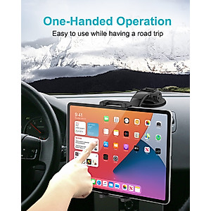 Aozcu Dashboard Car Tablet Mount for Truck, Strong Sticky Suction Cup iPad Holder, Dash Tablet Stand with Adjustable Arm for iPad Pro 12.9 11 Mini Air 5 4, Galaxy Tabs, iPhone, 4-13" Tablets & Phones