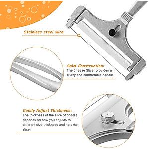 Stainless Steel Wire Cheese Slicer Adjustable Thickness Cheese Cutter for Soft, Semi-Hard Cheeses Kitchen Cooking Tool