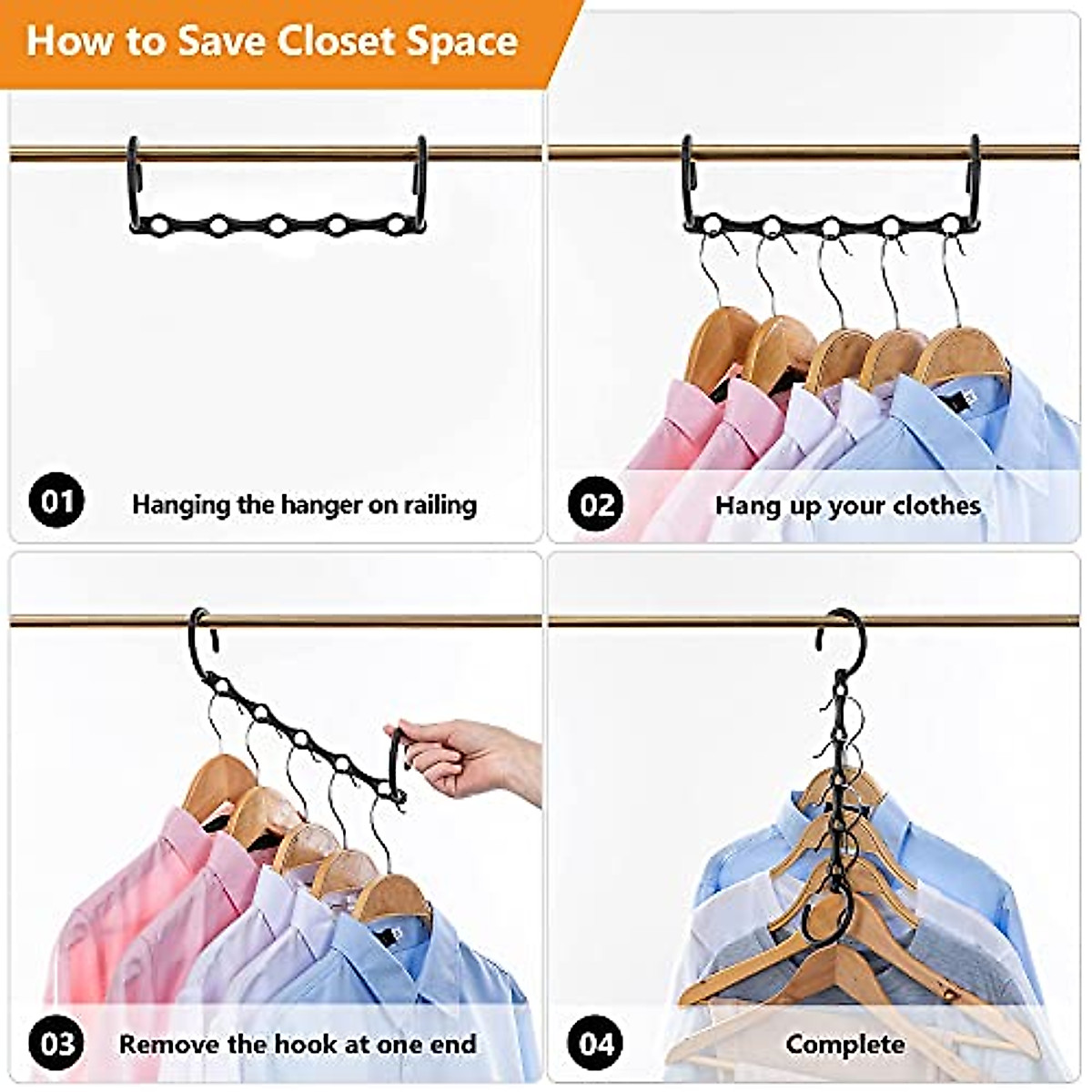 Cimlord 10 Pack Space Saving Plastic Magic Hangers, Bedroom Closet Organization and Storage, Clothes Hangers Space Saver for Closet Organizer, New Home Essentials Stackable Hangers