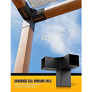 ZEKOO Pergola Kit Slotted Design Outdoor Pergola Brackets with End Cap Corner, 3-Way Right Angle Corner Bracket with 4 Post Base for Wood Lumber 4x4 (Actual: 3.5"x3.5")