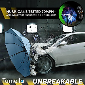 TUMELLA UltraV7 #1 Windproof Travel Umbrella [Light, Beautiful, Superior & Unbreakable], 2023 Anti-Flip & Ultra-Flex Tech, Compact, Small, Portable, Automatic, Strong, Durable, Premium Grip, Vibrant Designs, Folding Umbrella