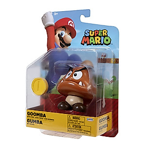 Super Mario Action Figure 4 Inch Goomba Collectible Toy with Coin Accessory