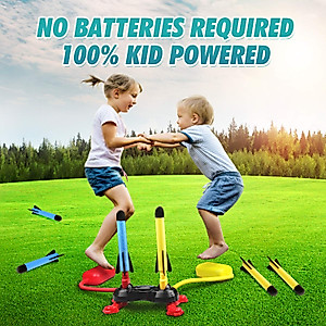 Betheaces Duel Rocket Launcher Toy for Kids - Shoot Up to 100 Feet - 6 Foam Rockets & Sturdy Launcher Stand - Fun Outdoor Toy for Kids Year Round Play - Gift Toys for Boys & Girls Age 3+ Years Old