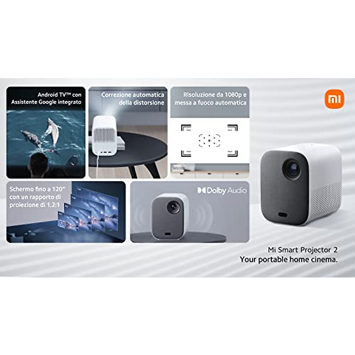 Xiaomi MI Smart Video Projector 2, 1920x1080 Full HD,Android TV and Google Assistant Built-in, White