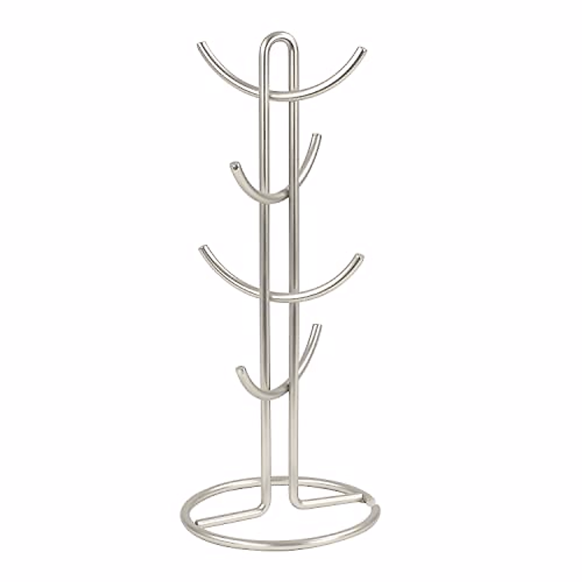 Spectrum Diversified Euro Large 8 Holder, Mug Tree, Mugs & Tea Cup Storage Rack, Coffee Counter Bar Accessory & Kitchen Countertop Organizer, Satin Nickel