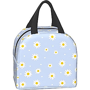 Insulated Lunch Bag for Girls Women, Cooler Tote Reusable Lunch Box Container For Girls Boys School Work Office Travel Picnic Floral Daisy Purple Flower