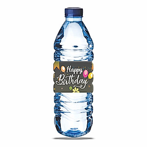 Happy Birthday Water Bottle Labels - (Pack of 100) 8.5" x 2.25" Wrappers Wrap Around Party Decoration Stickers
