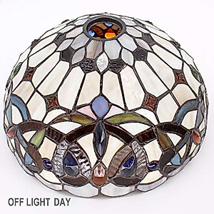 WERFACTORY Tiffany Floor Lamp Stained Glass Serenity Victorian Arched Lamp 12X18X64 Inches Gooseneck Adjustable Corner Standing Reading Light Decor Bedroom Living Room S021 Series